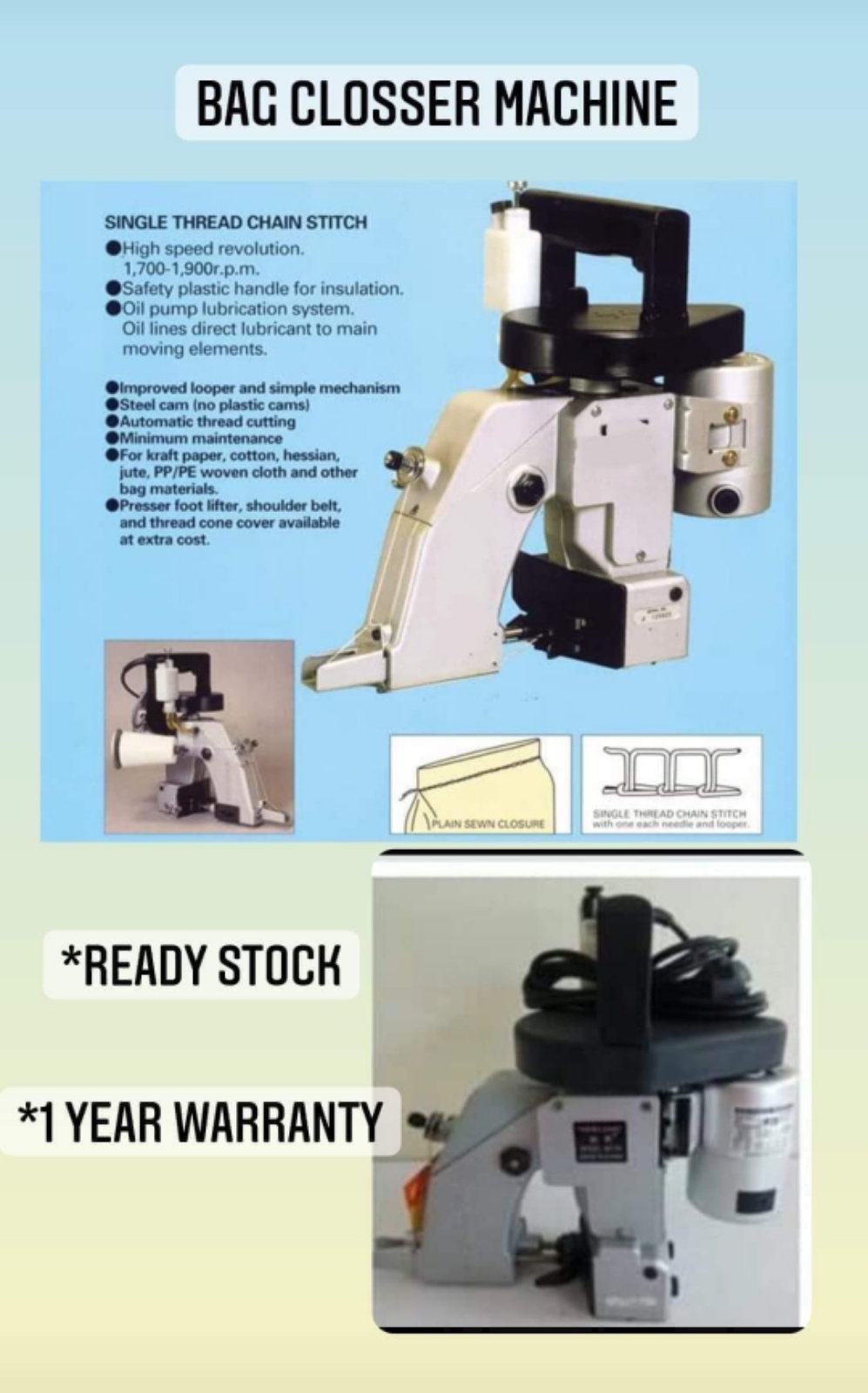 NEW LONG INDUSTRIAL BAG CLOSE MACHINE Johor Bahru, JB, Malaysia Supply ...