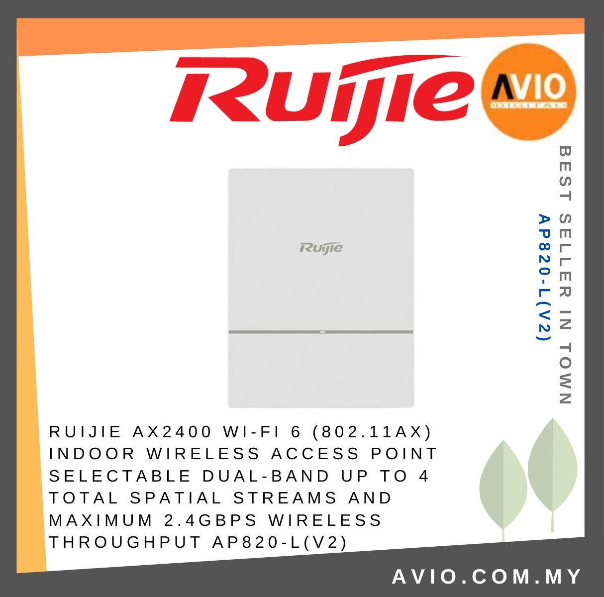 RUIJIE AX2400 Wi-Fi 6 (802.11ax) Indoor Wireless Access Point ...