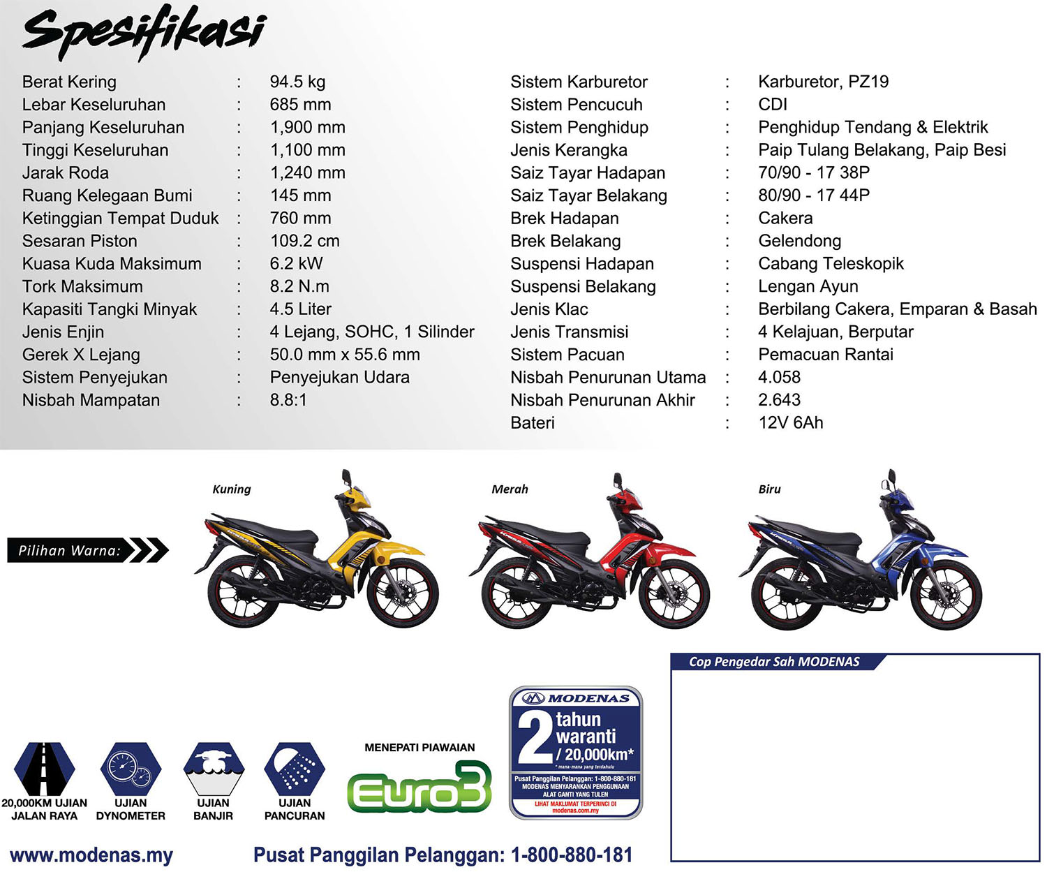 Melaka,Alor Gajah KRISS MR2 (Blue) Moped - Modenas from Yiap Lee Motor ...